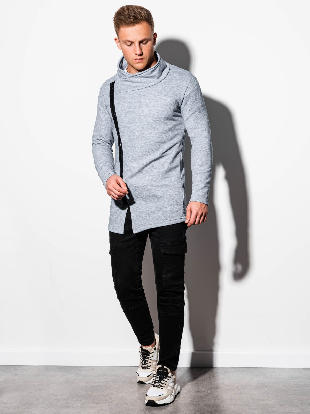 Bluza męska rozpinana bez kaptura B1051 - szara - Sklep Ombre Bluza męska rozpinana bez kaptura B1051 - szara - Sklep Ombre
