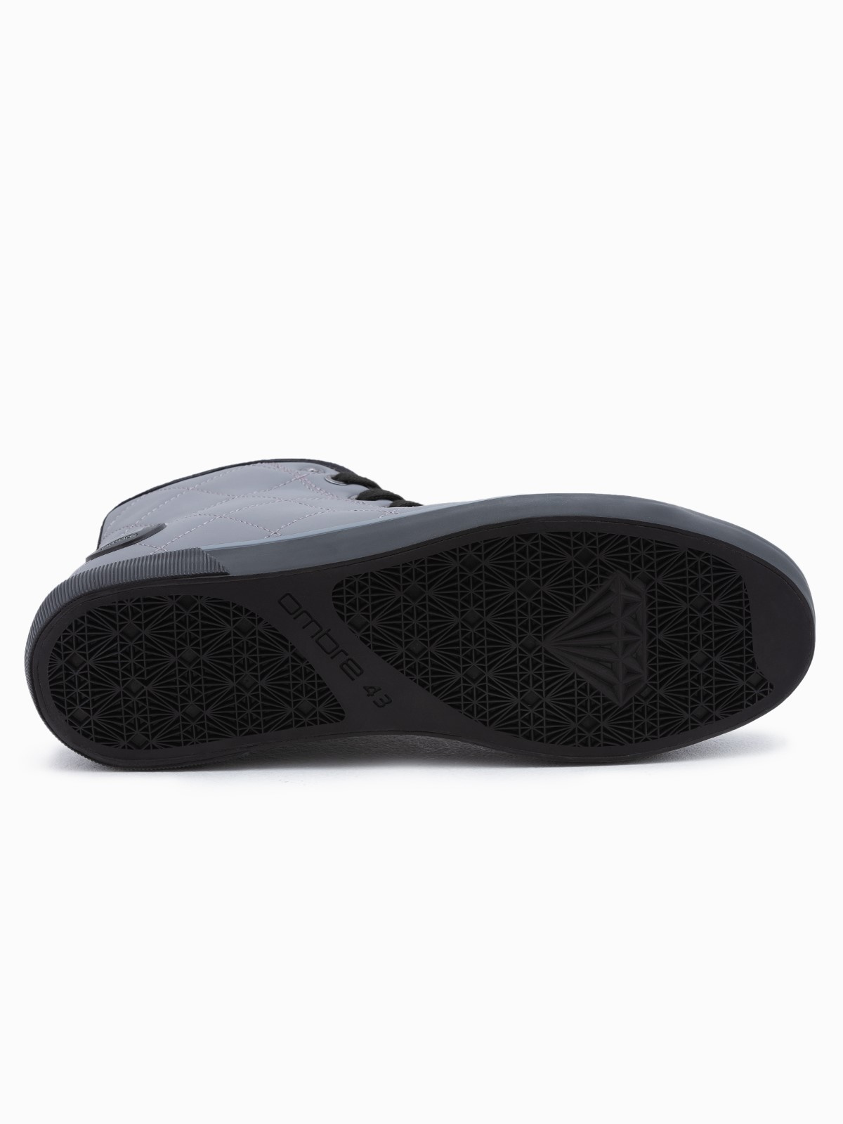 Buty męskie trampki za kostkę z ozdobnymi pikowaniami - szaro-czarne OM-FOTH-22FW-003 - Sklep Ombre